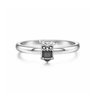 UNALOE Sterling Owl Ring – Adjustable Symbolic Owl Ring Inspired Nature - Silver