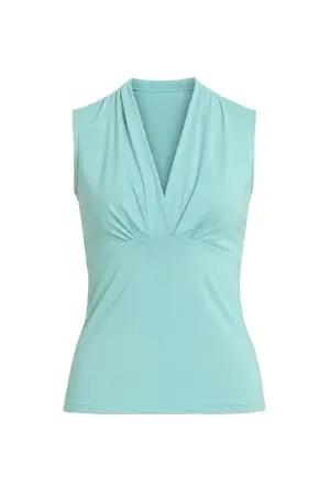 CONQUISTA Sleeveless Draped V-neck Top In Soft Viscose-elastane Jersey – Aqua - Blue