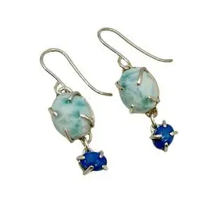 AMY DELSON JEWELRY Blue / Silver Erica Larimar Lapis Lazuli Sterling Silver Earrings - Blue/silver