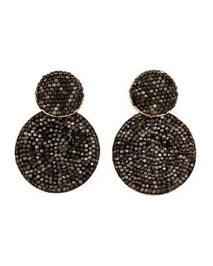 CRYSTALS AND CO Diamond Double Drop Earrings - Black