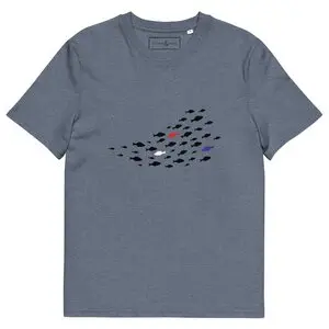 ANCHOR & CREW Heather Fish Where's William Going? Organic Cotton T-shirt - Blue
