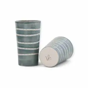 Lali Design Studio Blue / Grey Aura Blue-grey Porcelain Tumblers Set Of Two Large - Blue/grey