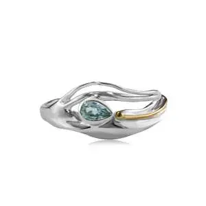 ISLA SILVER Flowing Teardrop Topaz Ring - Blue