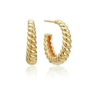 LILY & ROO Large Twisted Rope Hoop Earrings - Gold