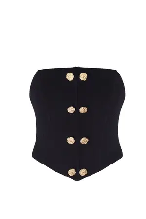 NO'DESIGN Medici Button-detail Back-tie Corset - Black