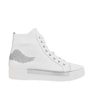 MARTÉ White / Silver Angel's High Side Zip Hi-top In White With Silver Trim - White/silver