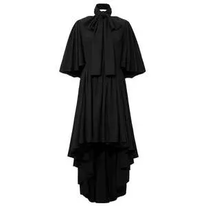 FEMPONIQ Cape Sleeve Maxi Dress With Bow Tie Neck - Black