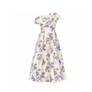 GIRL IN MIND Betty Asymmetric Midi Dress Print - Yellow