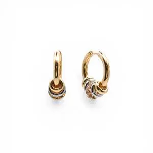 MISS CECILIA Layered Grace Hoops With Mixed Metal Accents And Cubic Zirconia