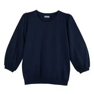 COVE Belle Navy Puffed Sleeve Top - Blue