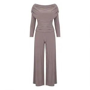 ATOM LABEL Carbon Jumpsuit With Sleeve In Taupe - Grey