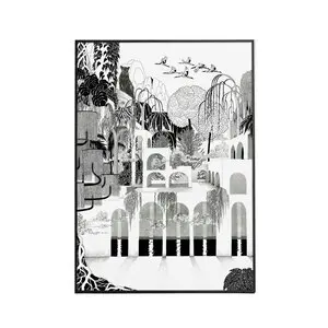 ABI OVERLAND JERSEY Where The Cats Dream Monochromatic Art Print L - Black