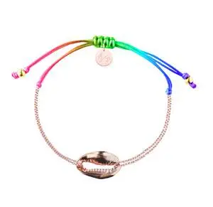 ADRIANA PAPPAS DESIGNS Mini Metal Shell Chain Bracelet Multicolour - Yellow