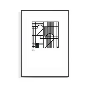 Curiosity Snug Numerology Series – Abstract Lines Number Twenty-two Limited Edition Print - Black