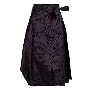 BIANCA POPP Purple Taffeta Floral Cut-out Wrapped Skirt - Black/purple