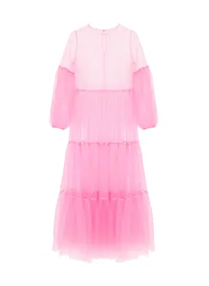 HELENE GALWAS Alena Maxi Tulle Dress Neon - Pink