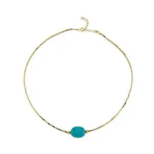 LINYA JEWELLERY Delphi Turquoise Stone Hematite Necklace - Green