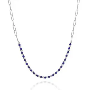 NELLOU JEWELLERY Lapis Gem Shine Necklace Sterling Silver - Blue