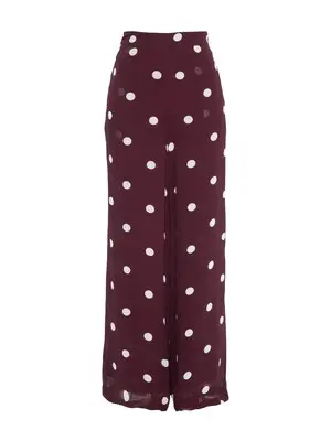 ROSE & NANCY Saphi Burgundy Polka Dot Wide Leg Trouser