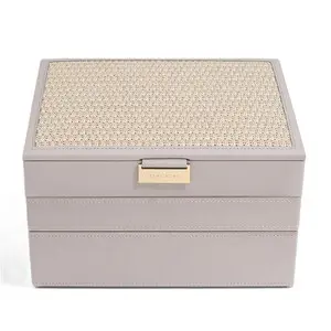 STACKERS Neutrals Classic Taupe Raffia Jewellery Box Set Of Three - Black