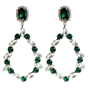 LAURA GRAY Emerald Crystal Chandelier Earrings - Green
