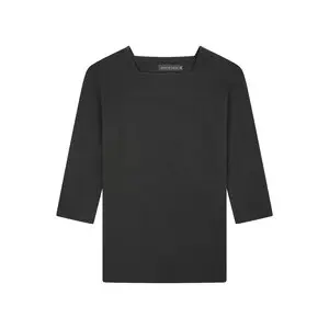 RAVE ON TREND Square Neck Ribbed Tee - Black