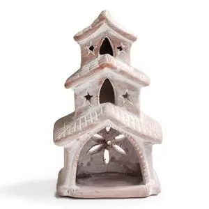 KORISSA Neutrals Terracotta Tea Light Candle Holder House - Orange