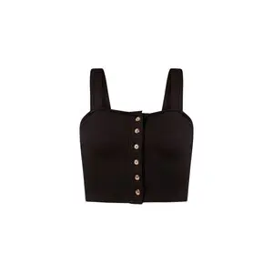 KNOWN SUPPLY Cropped Button Tank Jazz