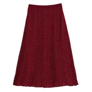 LOUCHE Riley Raindrop Pleated Midi Skirt - Red