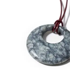 KYBELE STUDIO Midnight Tide Cord Necklace With Black Rhodonite - Grey
