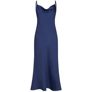 PRETTY ECCENTRIC Aurelia Navy Satin Slip Dress - Blue