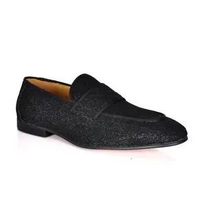 DAVID WEJ Alberto Floral Glitter Loafers - Black