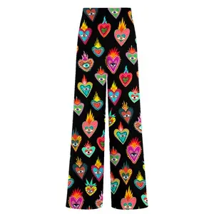ALOHA FROM DEER Mexican Hearts Long Loose Pants - Black/red