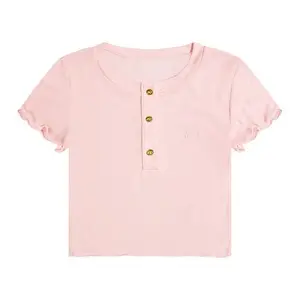 CLOUD HAVEN Dainty Tee With Logo Buttons - Pink