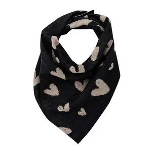 MOHAIR&ANGORA Black / White Mohair Foulard Hearts Black-beige - Black/white