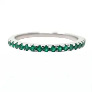 HARFI Emerald May Birthstone Crystal Sterling Silver Ring - Green