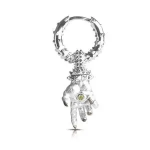KASUN LONDON Hand Of The Protector Earrings August Peridot - Silver