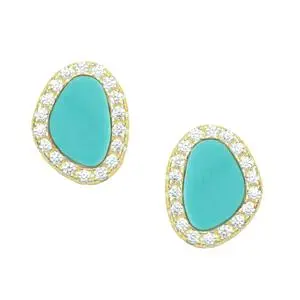KAMARIA Turquoise Pebble Stud Earrings - Gold