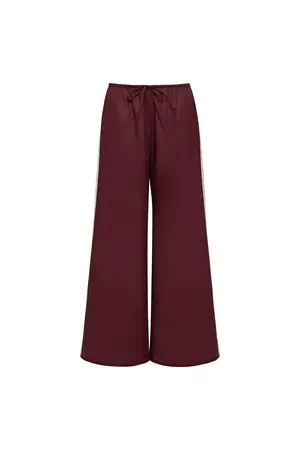 MONTCE Maroon Sporty Drawstring Wide-leg Pant