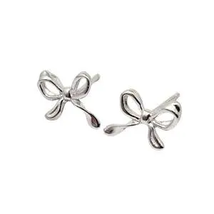 HARFI Cute Bow Tie Bowknot Everyday Stud Earrings - Silver