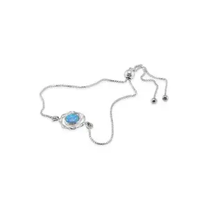 ISLA SILVER Blue / Silver Dainty Opal Chain Bracelet - Blue/silver