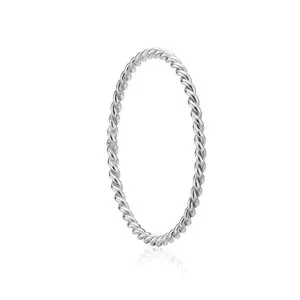 LILY & ROO Thin Twisted Stacking Ring - Silver