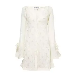 AMY LYNN Neutrals Lucia Cream Crochet Embellished Dress - White