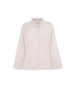 NUDEA Seersucker Boxy Shirt Mocha Stripe - Brown