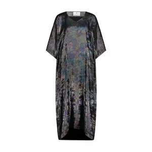 DHARA SHETH, DUBAI Shadow Of Sequin Shimmer Long Kaftan Dress Rainbow Halloween Party Dress - Black
