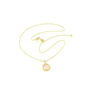 SEVEN SAINTS Rose Quartz Compassionate Heart Adjustable Necklace - Yellow/gold