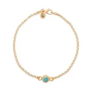 NELLOU JEWELLERY Gold Plated Sterling Silver Turquoise Solitaire Bezel Set Bracelet - Blue