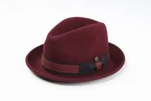 DASMARCA HATS Robin Burgundy Wool Felt Two Tone Trilby Fedora Hat - Red