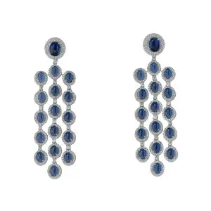 MERAKI BY RASHMI BAJAJ Julitte Cubic Zirconia Chandelier Earrings - Blue