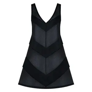 KIM FOLEY Chevron Beach Cover-up Athletic Mesh Dress - Black